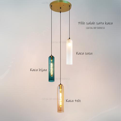 Jual Lampu gantung void gold 3in1 panjang modern kaca hijau susu grey abu - Kaca hijau - Jakarta ...