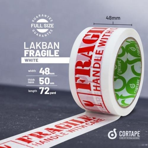 Jual LAKBAN FRAGILE MERAH ISOLASI FRAGILE PUTIH SELOTIP CORTAPE 48MM ...
