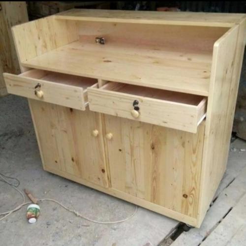 Jual meja kasir minimalis /meja konter Kayu jati Belanda dengan 2 Laci ...