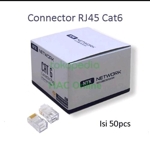 Jual Konektor RJ45 CAT6 NYK Jack konektor rj45 cat6 isi 50pcs ko ...