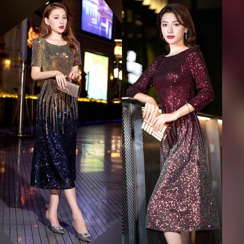 Jual ND-898 S-6XL Custom size Gaun pesta impor gaun midi dress pesta ...