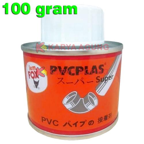 Jual Lem Pipa Kuas PVCPLAS 100 gram / Lem Fitting PVC 100 gr Fox Kaleng ...