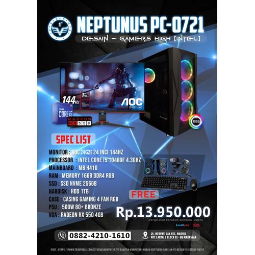 Jual NEPTUNUS PC RAKITAN GAMING DESIGN KOMPUTER MURAH i5 10400F H410 ...
