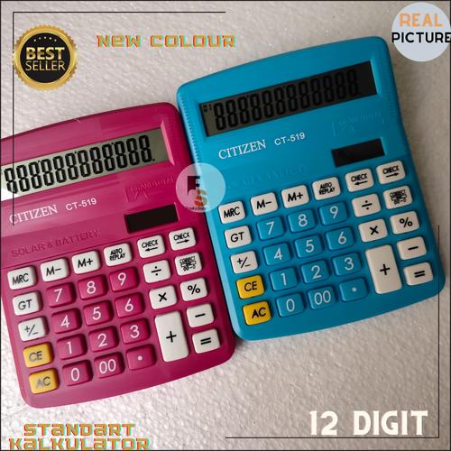 Jual Kalkukator Calculator Dagang Meja 12 Digit Warna Pink Biru Chek ...