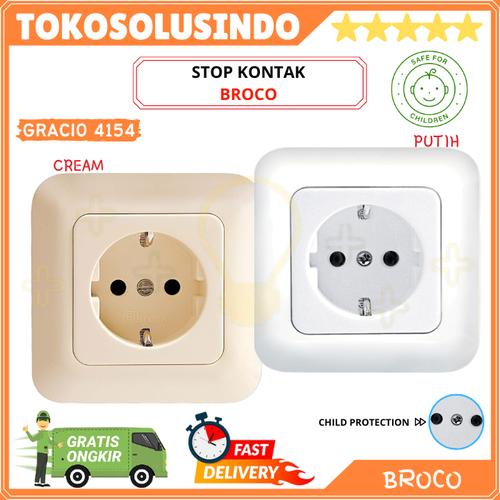Jual Stop Kontak BROCO Child Protection Tipe GRACIO (4154) CREAM ...