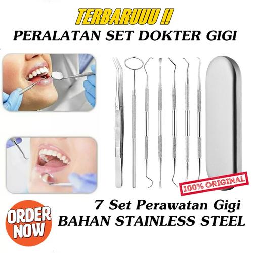Jual peralatan set dokter gigi dentist dental tool 7 pcs stainless ...