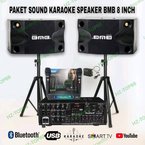 Jual PAKET SOUND SYSTEM KARAOKE BMB 8 INCH SPEAKER BMB + MIC WIRELESS ...