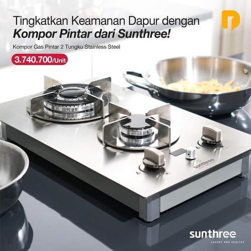 Jual SUNTHREE KOMPOR GAS PINTAR 2 TUNGKU STAINLESS STEEL - Jakarta ...