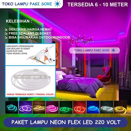 Jual Paket Siap Colok 6-10 Meter Neon Flex LED Strip Lampu Selang ...