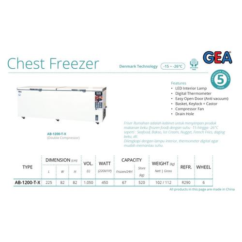 Jual GEA Chest Freezer Box 1050 Liter AB-1200TX / AB-1200-T-X / AB-1200 ...