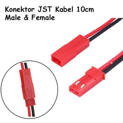 Jual Jst 2p 10cm konektor male female pair 10cm 2 pin LiPo baterai kabel - Kota Yogyakarta ...