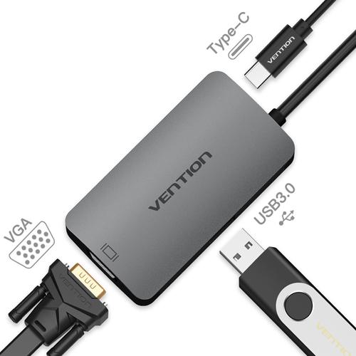 Jual Vention USB Type-C to HDMI VGA Hub Multiport USB-C to USB-A 3.0 PD ...