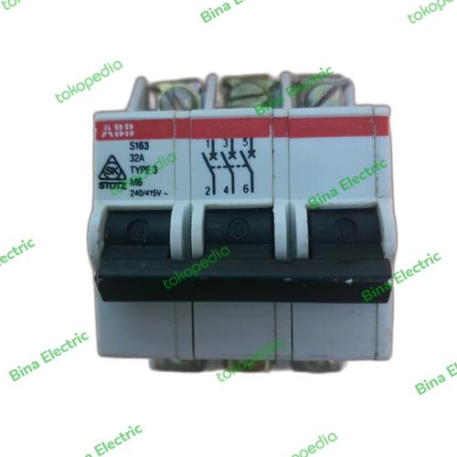 Jual MCB ABB S163 3P 32A 10kA / MCB ABB S 163 3 Pole 32 Ampere 10kA ...