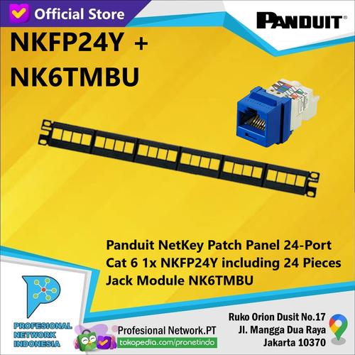 Promo Panduit Netkey Patch Panel 24-Port Cat6 NKFP24Y + 24 Pieces ...