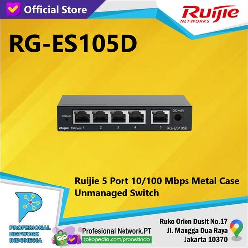 Jual Ruijie RG-ES105D 5 Port 10/100 Mbps Metal Case Unmanaged Switch - Jakarta Pusat ...