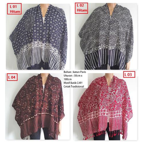 Jual SELENDANG BATIK CAP MOTIF BATIK ETNIK TRADISIONAL - L 03 - Kota ...