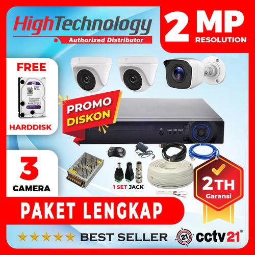 Jual Paket CCTV 3CH 3 Channel High Technology Full HD 2MP Lengkap +HDD +Kbl - Tanpa HDD ...