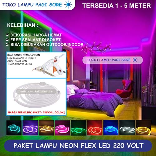 Jual Paket Siap Colok 1-5 Meter Neon Flex LED Strip Lampu Selang ...