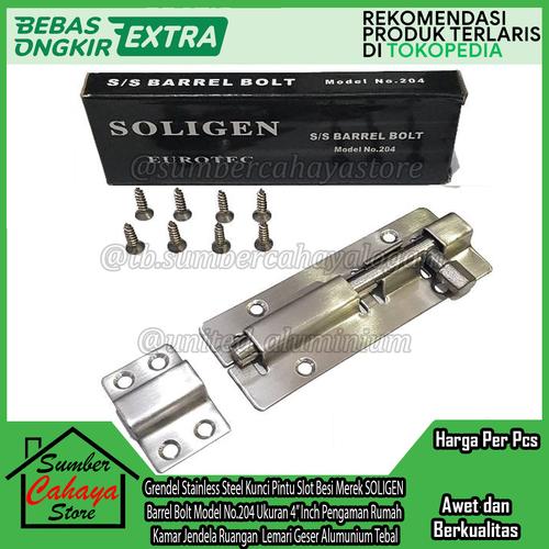 Jual Kunci Pintu Slot Besi Grendel Merk SOLIGEN Barrel Bolt Ukuran 4 ...