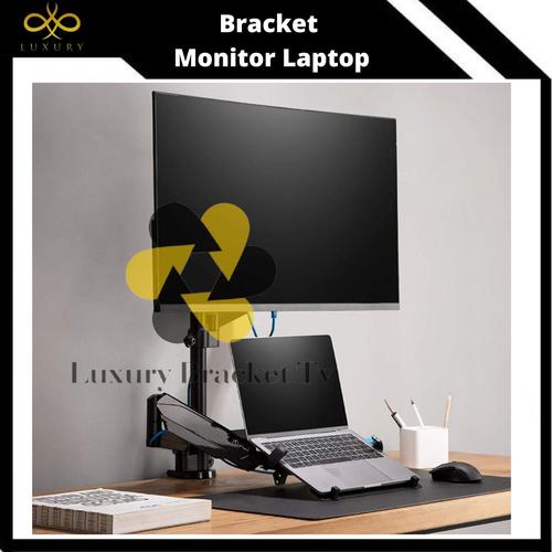 Jual Bracket monitor laptop dual arm gas spring desk clamp full motion ...