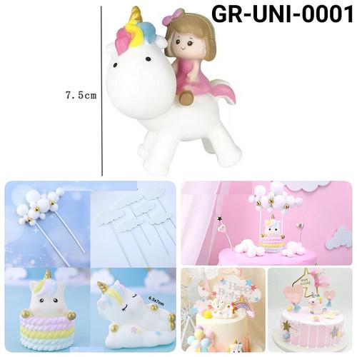 Jual GR-UNI-0002 Cake topper figurine hiasan kue kuda unicorn awan ...