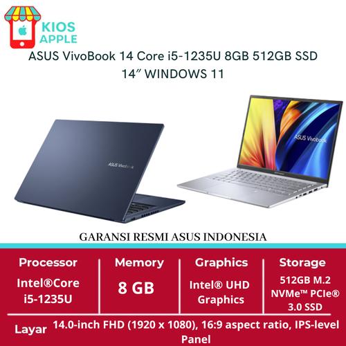 Jual ASUS VivoBook 14 Core i5-1235U/8GB/512GB SSD/14″/Win 11 - Biru ...