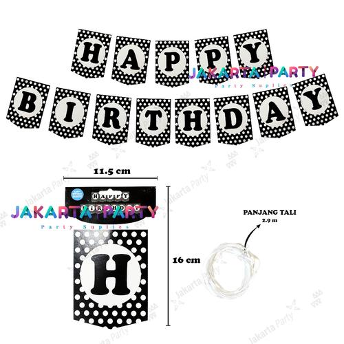 Promo Banner Happy Birthday Hitam Putih / Bunting Flag / Party Flag ...
