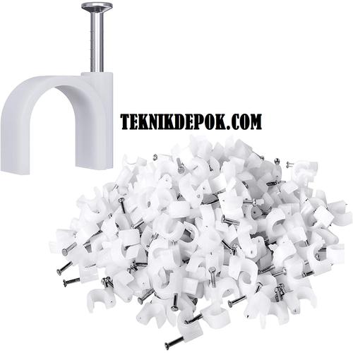 Jual Cable Clip Tembok 18 mm Klem Pengencang Kabel Paku Beton 100 Pcs ...