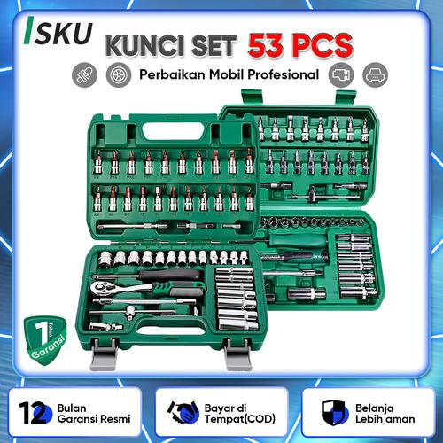 Promo kunci sok set socket 53 pcs shocket wrench 1/4"kunci shock ...
