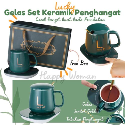Jual Gelas Set Keramik Pemanas Cangkir Mug Coffee Warmer Elektrik Gift ...