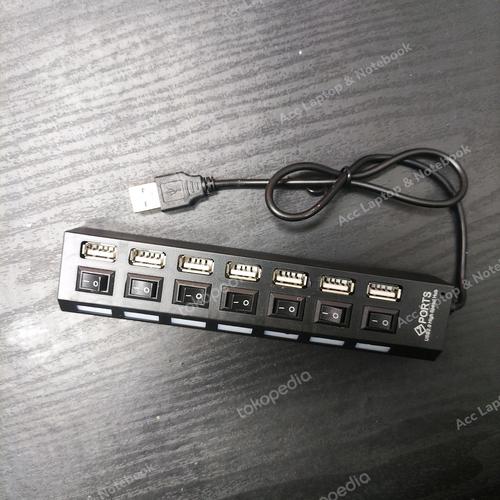 Jual USB 2.0 HUB 7 PORT Switch ON/OFF With Lampu LED warna Biru ...