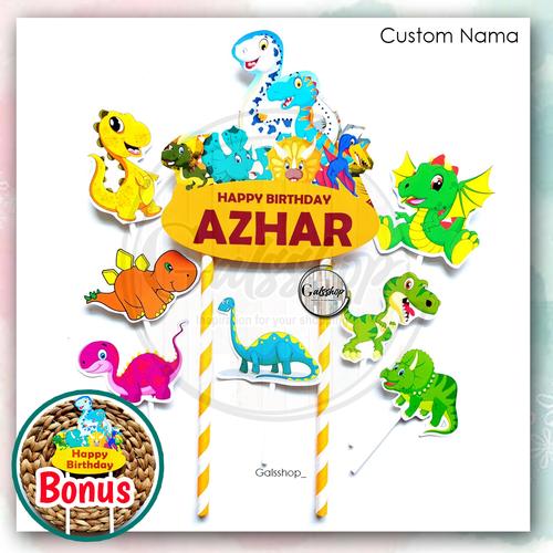 Jual Custom Topper cake Nama Foto Dino Plus Hiasan Kue Ulang Tahun 1 ...