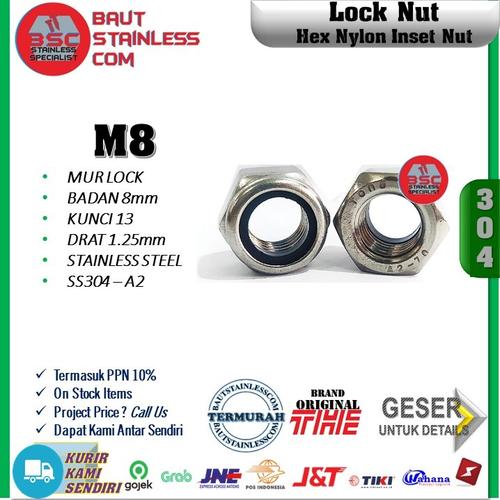 Jual MUR LOCK M8 Nylon Lock Nut SUS304 ISI 10 PCS - Kab. Bekasi ...