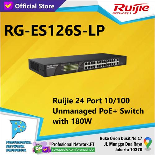 Promo Ruijie RG-ES126S-LP 24 Port 10/100 Unmanaged PoE+ Switch with ...