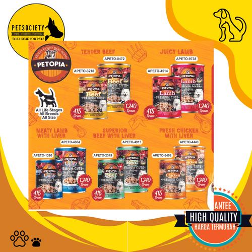 Jual Makanan Anjing Petopia Premium Cuts Berbagai Ukuran(415gr &1240gr ...