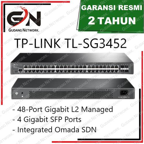 Jual TP-LINK 48-Port Gigabit L2 Managed + 4 SFP T2600G-52TS (TL-SG3452 ...