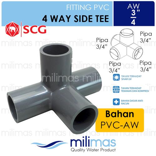 Jual SCG - 4 WAY SIDE TEE Uk.0.75 Inch (3/4") AW PVC - Fitting TEE ...
