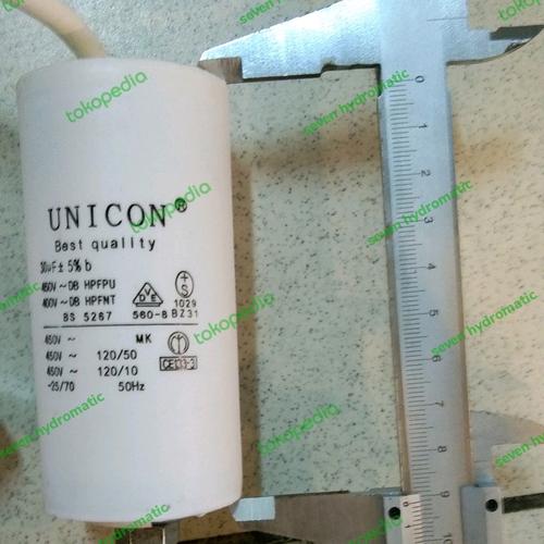 Jual KAPASITOR POMPA 30uF 450VAC UNICON KABEL + BAUT - Jakarta Barat ...