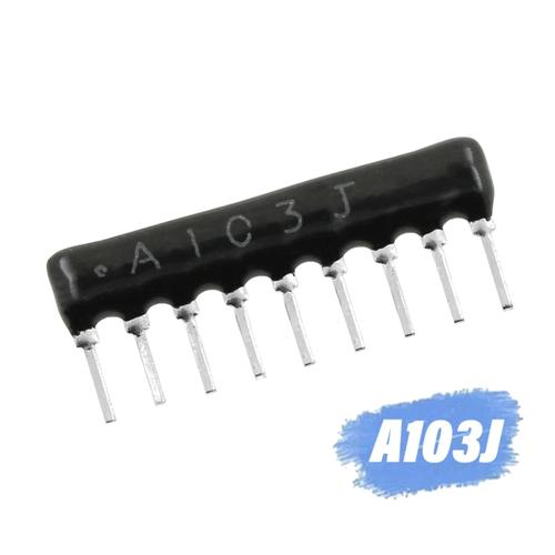 Jual Resistor pack 2.54mm 10k ohm R Pack 10 kilo 9 PIN A104J 1/8 W 9p ...