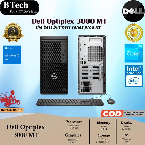 Jual PC Dell Optiplex 3000 MT Core i3-12100 8GB 1TB+512GB SSD W10P 3YR ...