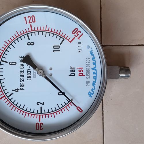 Jual manometer 8"x10 bar bottom connection 1/2" npt material sus full ...