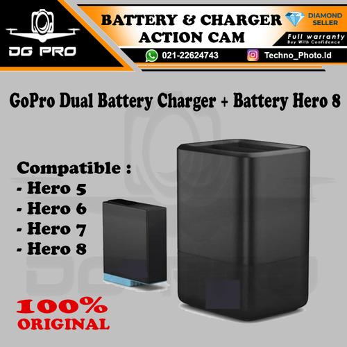 Jual GOPRO DUAL BATTERY CHARGER WITH BATTERY FOR HERO 8/HERO 7/HERO 6/5 ...
