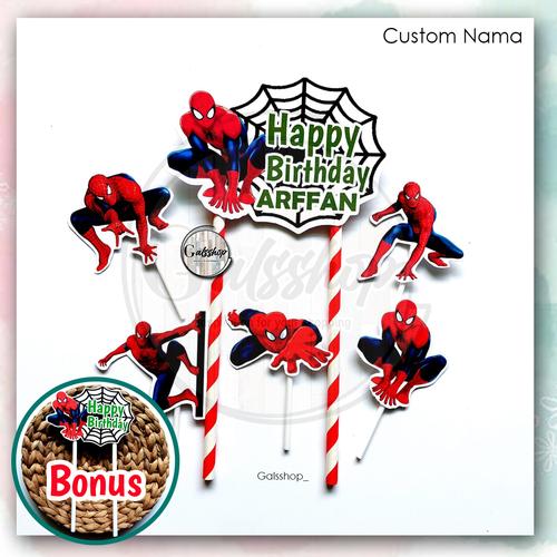 Jual Custom Topper cake Nama Foto Spiderman Hiasan Kue Ulang Tahun 1 ...