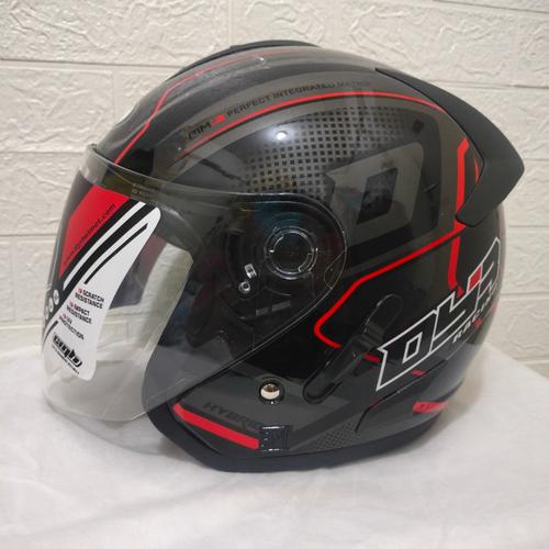 Jual Helm Half Face Dewasa SNI Double Visor DYR Osaka Ultimate Black ...