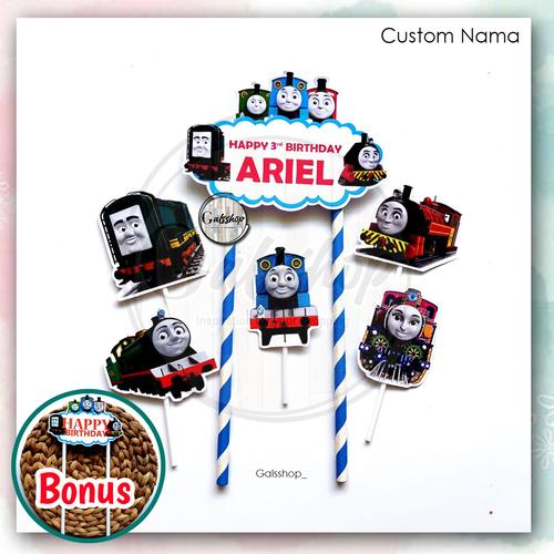 Jual Custom Topper cake Nama Foto Thomas Hiasan Kue Ulang Tahun 1 set ...