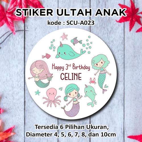 Jual STIKER ULTAH ANAK CUTE PUTRI MERMAIDS STICKER LUCU LABEL ULANG ...