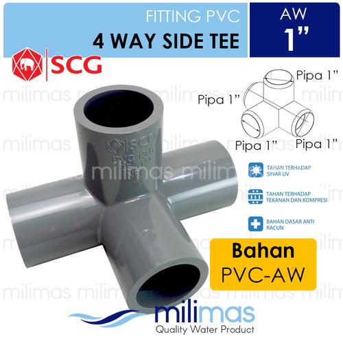 Jual SCG - 4 WAY SIDE TEE Uk.1 Inch (1") AW PVC - Fitting TEE Sudut 4 ...