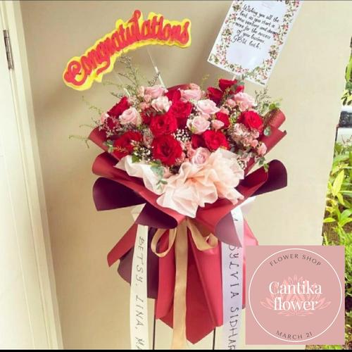 Jual STANDING FLOWER BUNGA TIANG CONGRATULATIONS FRESH FLOWER BUNGA ...