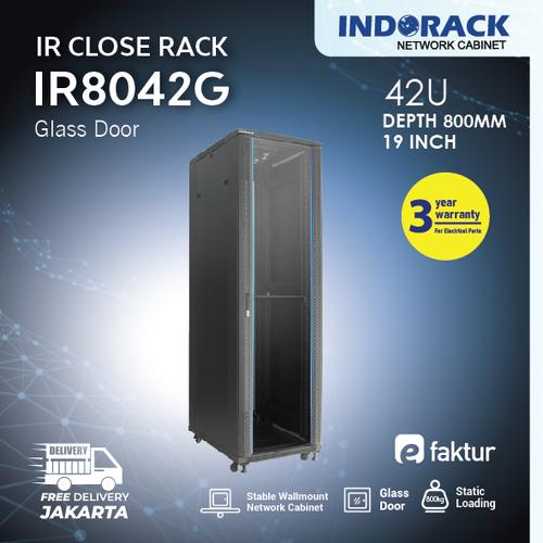 Promo INDORACK - IR8042G - Close Rack 42U Depth 800mm Glass Door 19Inch ...