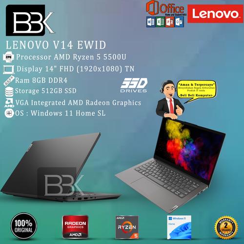 Jual LENOVO V14 EWID | Ryzen 5 5500U 8GB 512SSD W11+OHS 14FHD 2YR ...